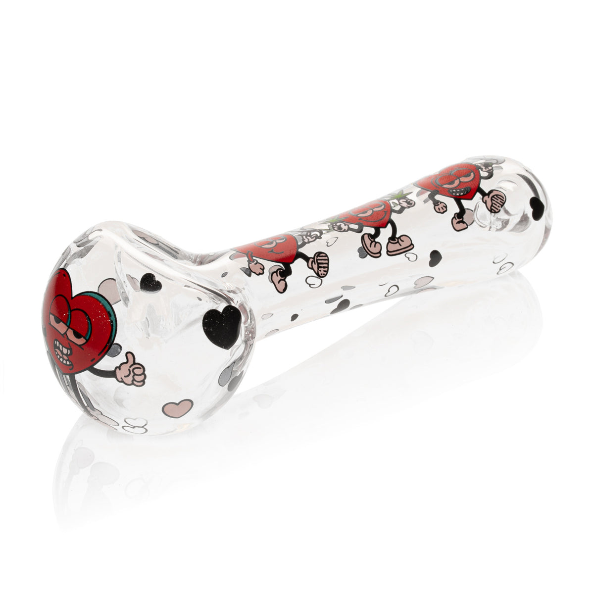 Red Eye Glass 4.5" Smokin' Hearts Hand Pipe — Head Candy Smoke Shop