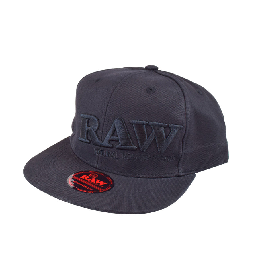 RAW Black on Black Flat Brim Snapback — Head Candy Smoke Shop